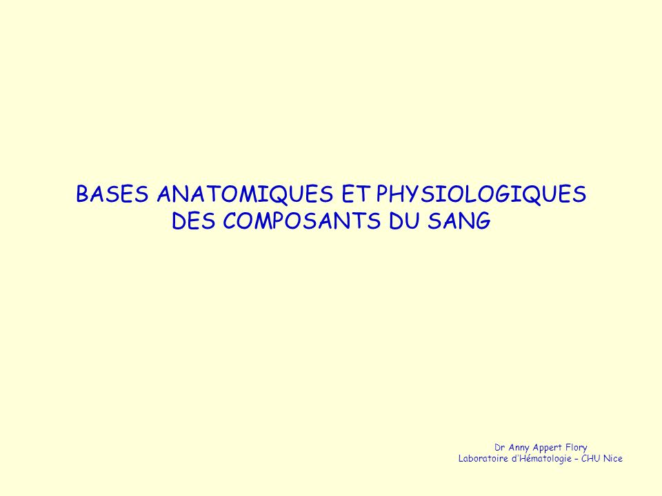 les différents constituants du sang